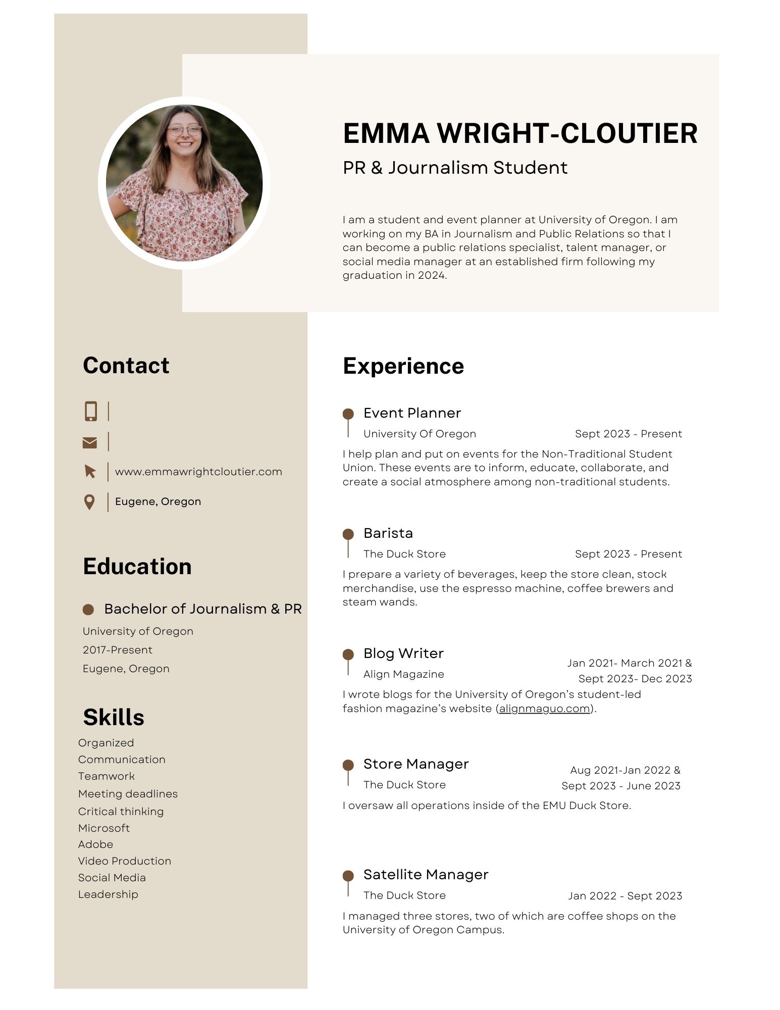 Resume – Emma Wright-Cloutier